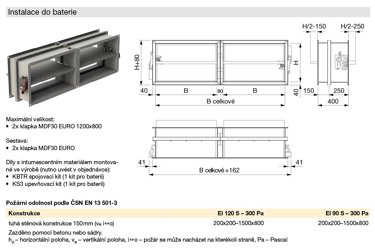 MDF30 EURO 700x700 PITZN požární klapka | Univent